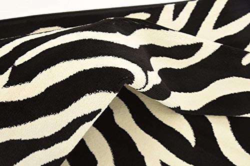 Unique Loom Wildlife Collection Animal Inspired with Zebra Design Area Rug, 5 x 8 ft, Black/Ivory