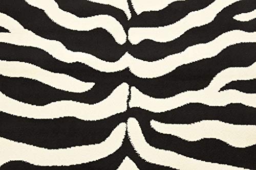 Unique Loom Wildlife Collection Animal Inspired with Zebra Design Area Rug, 5 x 8 ft, Black/Ivory