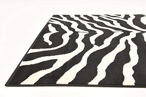 Unique Loom Wildlife Collection Animal Inspired with Zebra Design Area Rug, 5 x 8 ft, Black/Ivory