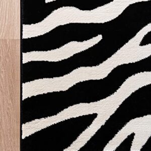 Unique Loom Wildlife Collection Animal Inspired with Zebra Design Area Rug, 5 x 8 ft, Black/Ivory