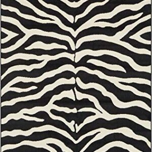 Unique Loom Wildlife Collection Animal Inspired with Zebra Design Area Rug, 5 x 8 ft, Black/Ivory