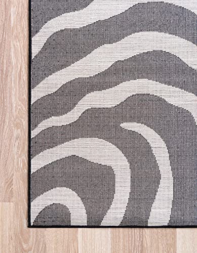 Unique Loom Wildlife Collection Animal Inspired with Zebra Design Area Rug, 5 x 8 ft, Black/Ivory