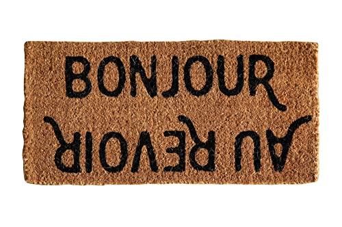 Creative Co-Op Bonjour/Au Revoir Natural Coir Doormat, 32" x 16"