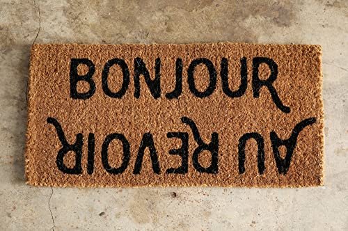 Creative Co-Op Bonjour/Au Revoir Natural Coir Doormat, 32" x 16"