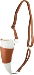 goat story mug, faux leather, 16 oz, brown