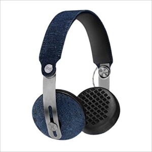 house of marley rise: over-ear headphones with microphone, wireless bluetooth connectivity, and 12 hours of playtime (denim)