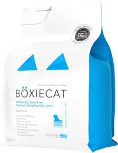 boxiecat premium clumping cat litter - scent free - clay formula - ultra clean litter box, longer lasting odor control, hard clumping, 99.9% dust free