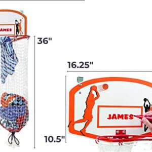 Etna Over the Door Basketball Laundry Hamper -Space Saving Hanging Laundry Hamper with Metal Ring, Backboard, Drawstring Bag-Fun Laundry Hamper to use in Kids Room, Dorm Rooms, Dunk Away Dirty Laundry