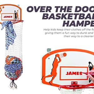 Etna Over the Door Basketball Laundry Hamper -Space Saving Hanging Laundry Hamper with Metal Ring, Backboard, Drawstring Bag-Fun Laundry Hamper to use in Kids Room, Dorm Rooms, Dunk Away Dirty Laundry