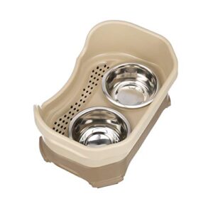 Neater Feeder Deluxe Small Dog (Cappuccino) - The Mess Proof Elevated Bowls No Slip Non Tip Double Diner Stainless Steel Food Dish with Stand