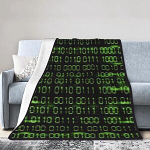 binary code plush throw blanket travel blanket 58" x 80" (large)