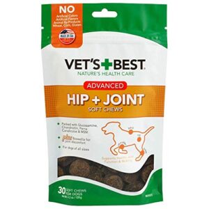 vet's best hip & joint soft chew dog supplements | formulated with glucosamine & chondroitin to support dog joint & cartilage health | 30 day supply