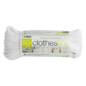 smart design all purpose weather resistant clothesline - flexible braided cord - for hanging, drying, clothing, & linens - home organization (1 line x 50 feet) [white]