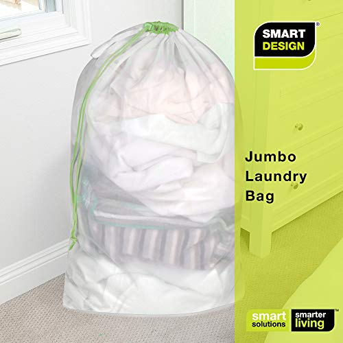 Smart Design Heavy-Duty Laundry Bag – Holds Up to 3 Loads, Jumbo – Laundry Hamper with Handle & Push-Lock Drawstring for Easy Organization and Storage – Laundry Basket Made with Breathable Mesh