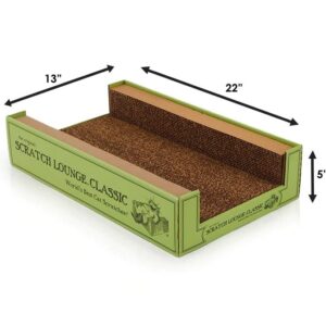 Scratch Lounge Cardboard Cat Scratcher & Lounger with Extra Floor Refill & Catnip - XL 13x22 for Large Cats - Heavy Duty Reversible Durable Bed Lasts 10x Longer Than Conventional Scratchers