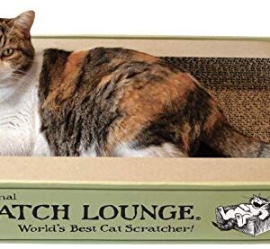 Scratch Lounge Cardboard Cat Scratcher & Lounger with Extra Floor Refill & Catnip - XL 13x22 for Large Cats - Heavy Duty Reversible Durable Bed Lasts 10x Longer Than Conventional Scratchers