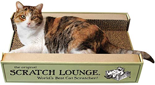 Scratch Lounge Cardboard Cat Scratcher & Lounger with Extra Floor Refill & Catnip - XL 13x22 for Large Cats - Heavy Duty Reversible Durable Bed Lasts 10x Longer Than Conventional Scratchers