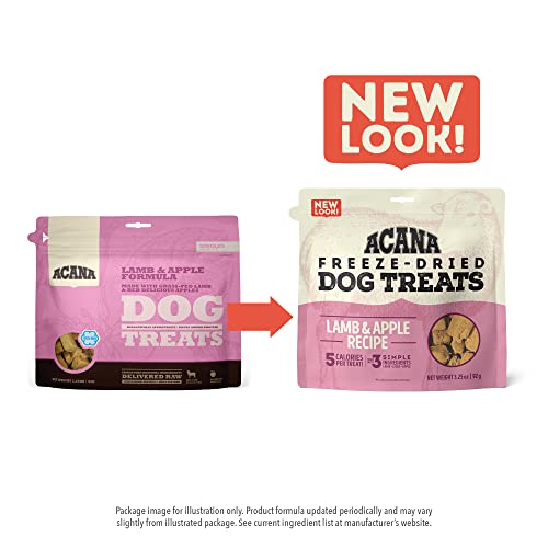 Acana Singles Grain Free Dog Treats, Limited Ingredients & Freeze-Dried, Made in USA, Lamb & Apple, 3.25 Ounce