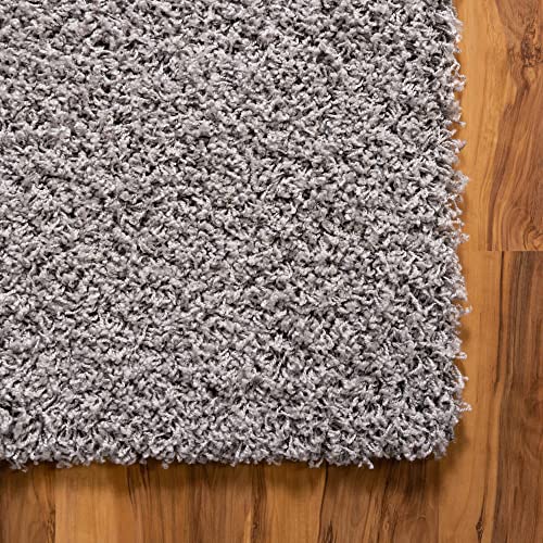 Unique Loom Solid Shag Collection Area Rug (9' x 12' Rectangle, Cloud Gray)