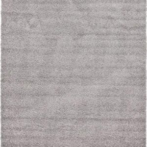 Unique Loom Solid Shag Collection Area Rug (9' x 12' Rectangle, Cloud Gray)