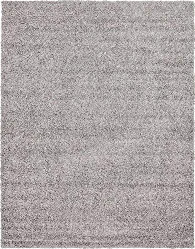 Unique Loom Solid Shag Collection Area Rug (9' x 12' Rectangle, Cloud Gray)