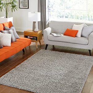 Unique Loom Solid Shag Collection Area Rug (9' x 12' Rectangle, Cloud Gray)