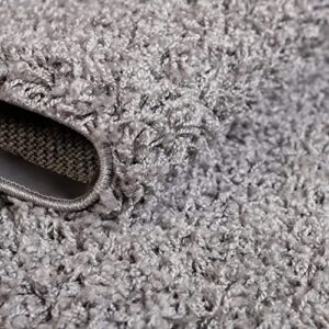 Unique Loom Solid Shag Collection Area Rug (9' x 12' Rectangle, Cloud Gray)