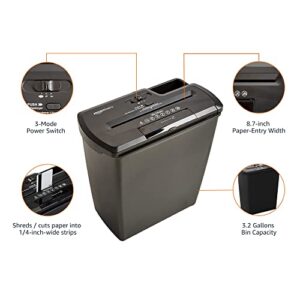 Amazon Basics 8-Sheet Strip-Cut Paper, CD, and Credit Card Shredder