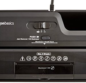 Amazon Basics 8-Sheet Strip-Cut Paper, CD, and Credit Card Shredder