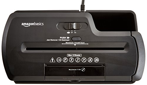 Amazon Basics 8-Sheet Strip-Cut Paper, CD, and Credit Card Shredder