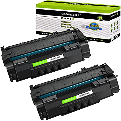 greencycle Compatible Toner Cartridge Replacement for HP 49A Q5949A 53A Q7553A Work with 1320 1320n 3390 1160 3392 P2015 P2015dn M2727nf Laser Printer (Black, 2-Pack)