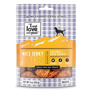 i and love and you nice jerky bites - grain free dog treats, chicken + duck, 4-ounce, pack of 1