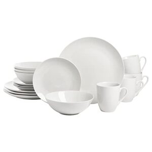 10 strawberry street simply coupe 16 piece dinnerware set, white - sm-1600-cp-sw