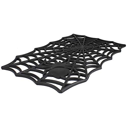 Northlight Black Spider Web Rectangular Halloween Doormat 18" x 30"