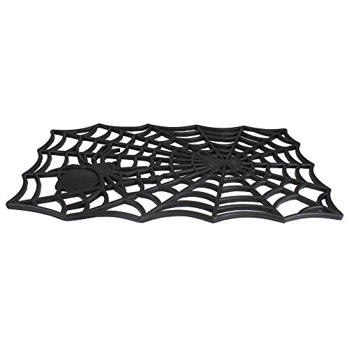 Northlight Black Spider Web Rectangular Halloween Doormat 18" x 30"