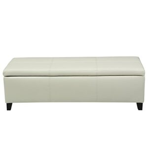 christopher knight home glouster pu storage ottoman, ivory