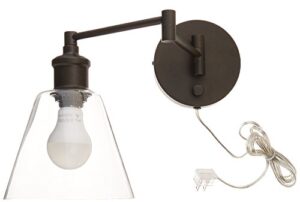 globe electric company 65392 1 light plug in sconce, dark bronze