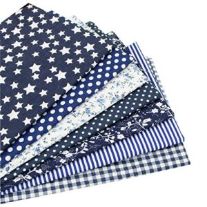 7pcs dark blue 19.7" x 19.7" cotton sewing fabric bundles, pre-cut quilt squares for diy crafting patchwork