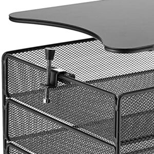 Safco Products Onyx Mesh 4-Tray Underdesk Space Saving Desktop Hanging Organizer, Durable Steel Mesh Construction, 20lb Capacity, Black Powder Coat Finish, 10.25"w x 12.375"d x 12"h