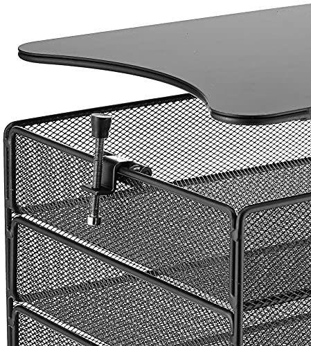 Safco Products Onyx Mesh 4-Tray Underdesk Space Saving Desktop Hanging Organizer, Durable Steel Mesh Construction, 20lb Capacity, Black Powder Coat Finish, 10.25"w x 12.375"d x 12"h