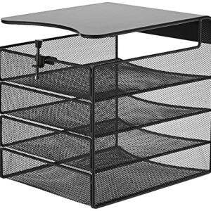 Safco Products Onyx Mesh 4-Tray Underdesk Space Saving Desktop Hanging Organizer, Durable Steel Mesh Construction, 20lb Capacity, Black Powder Coat Finish, 10.25"w x 12.375"d x 12"h