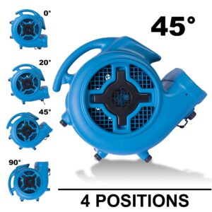 XPOWER P-830 Pro 1 HP 3600 CFM Centrifugal Air Mover, Carpet Dryer, Floor Fan, Blower, for Water Damage Restoration, Janitorial, Plumbing, Home Use…