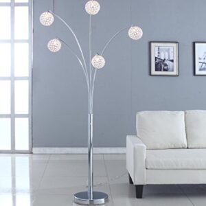 Artiva USA A511118FSN Manhattan Modern Crystal Floor Lamp, 84"H, Chrome, White