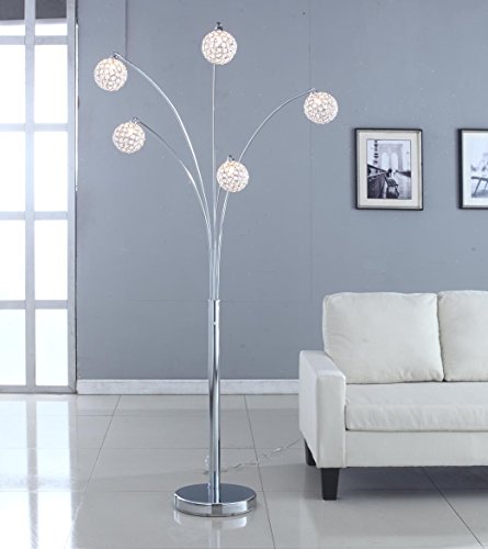 Artiva USA A511118FSN Manhattan Modern Crystal Floor Lamp, 84"H, Chrome, White