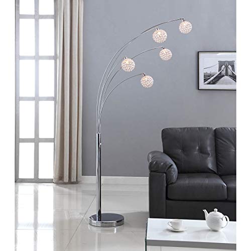 Artiva USA A511118FSN Manhattan Modern Crystal Floor Lamp, 84"H, Chrome, White