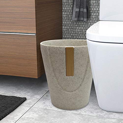 nu steel Brogan Wastebasket, Small Round Plastic Vintage Trash Can for Bathroom, Bedroom, Dorm, College, Office - Resin