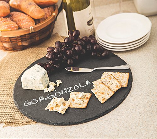 Fox Run 3808 Slate Cheese Board, Round Gray, 12 x 12 x 0.25 inches