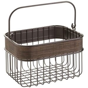 mDesign Metal Woven Storage Basket Bin with Handle for Organizing Hand Soaps, Body Wash, Shampoos, Lotion, Conditioners, Hand Towels, Hair Accessories, Body Spray, Mouthwash - Small - Bronze