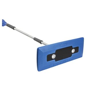 snow joe sjblzd-led 4-in-1 telescoping snow broom + ice scraper, 18-inch foam head, headlights, blue