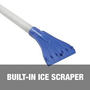 Snow Joe SJBLZD-LED 4-In-1 Telescoping Snow Broom + Ice Scraper, 18-Inch Foam Head, Headlights, Blue